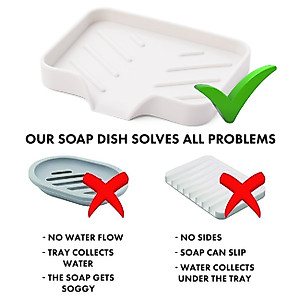 Silicone Soap Dish & Kitchen soap Tray - Self draining soap Dish, Soap Dish Shower | Silicone soap Holder | Soap Holder for Kitchen Sink | Small soap Dish - Durable Rubber Soap Dish with Drainage