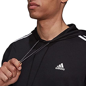 adidas Mens Lightweight Pullover Hoodie T-Shirt (X-Large, Black/White)