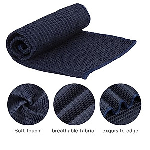 Airensky Kitchen Essentials Dish Towels 6-Piece Value Set - Waffle Design, Reusable Cleaning Cloths, Soft, Ultra-Absorbent, Nonstick Oil and Quick Drying - 12x12 Inches (3 Navy, 3 Gray)