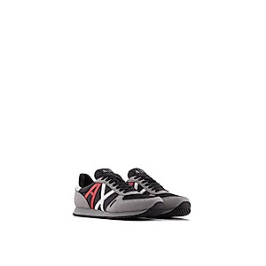A | X ARMANI EXCHANGE Men's Retro Trainer Sneaker, Shark + Black, 10