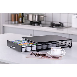 ZCDCP K Cup Holder Drawer, Coffee Pod Holder for K Cup Organizer, Keurig Coffee Pods Holder Capsule with 35 Pods, K Cup Coffee Holder Black