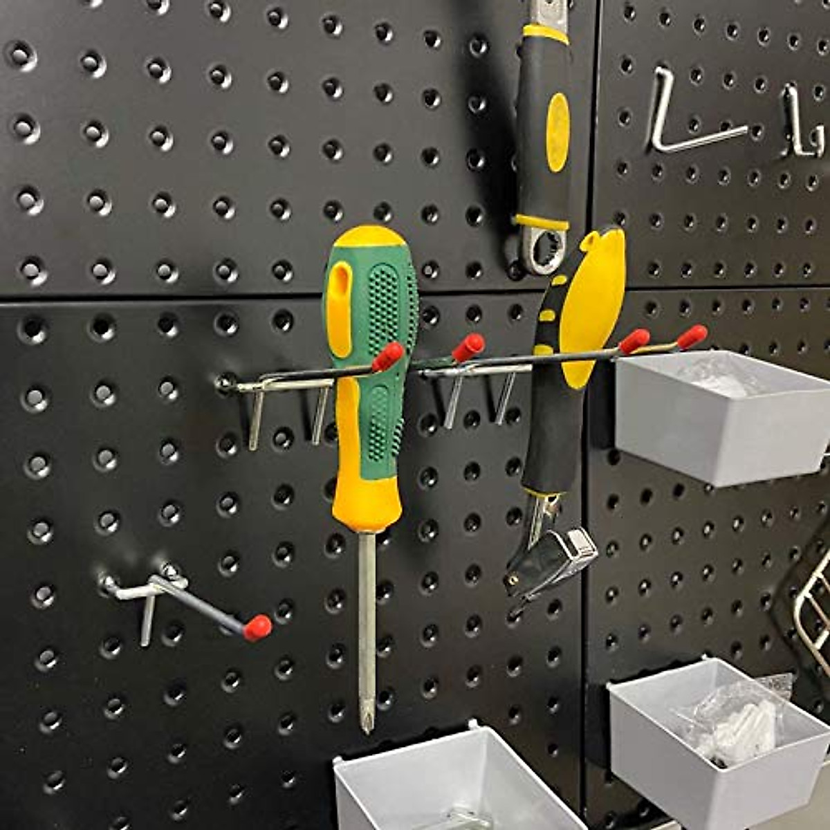 Wallmaster 8-Bin Storage Bins Garage Rack System & 48pcs Pegboard Hooks Set Pegboard Tool Organizer