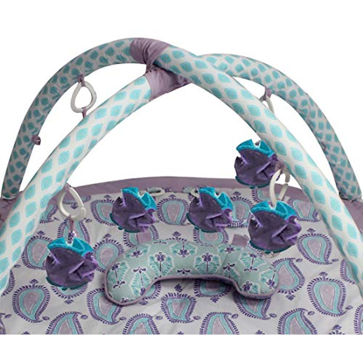 Bacati Isabella Girls Paisley Baby Activity Gym with Mat, Lilac/Purple/Aqua
