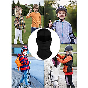 6 Pieces Ski Mask Kids Balaclava Winter Windproof Face Covering Breathable Neck Gaiter for Winter Outdoor Activities (White, Sky Blue, Orange, Dark Blue, Purple, Black, Large)