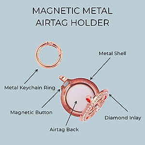 Airtag Holder,Metal Badge Rhinestone Airtag Key Chain,Diamonds Shine Air Tag.Holder Keychain,Air Tag Key Chain Compatible Apple Air tag