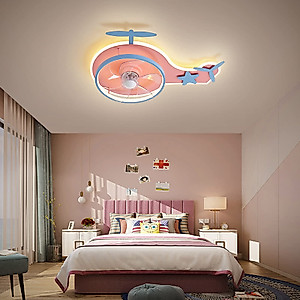 YUEGOO Ventiladores De Techo con Lámparas, Luces De Techo Del Ventilador, Moderna Doméstica Invisible Ventilador Inteligente Colgante Luminaria Sala De Niños 5 Cuchillas De Ventilador Lámpara Colgante