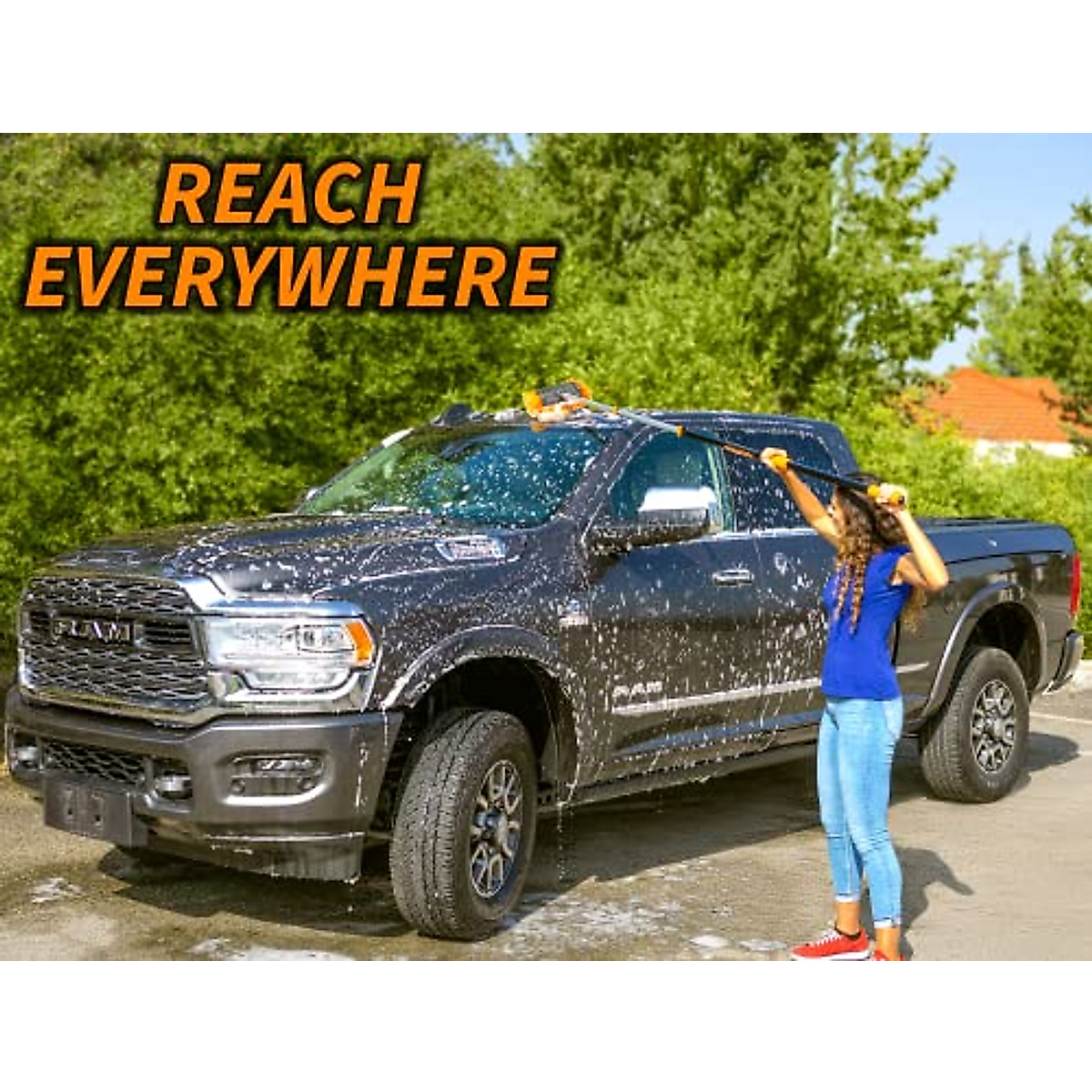 Car Wash Kit with 5-12 ft Extension Pole // Car Washing Brushes Set with Telescopic pole // Microfiber Wash Mop // Soft Wash Brush and Car Wash Tools // The Ultimate RV, Truck Washing Kit