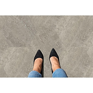 Self Adhesive Hexagon Vinyl Floor Tiles, 20 Tiles - 9" x 10.4", Floor Galore Graphite Pattern - Peel & Stick, DIY Flooring for Kitchen, Dining Room, Bedrooms & Bathrooms by Achim Home Decor