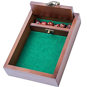 Wooden D&D Dice Rolling Tray with Dice Storage Vault | Metal Latch Secures Lid for Travel | Perfect DND Gift for DM | Great for Tabletop Games Like Dungeons and Dragons 5e, Pathfinder