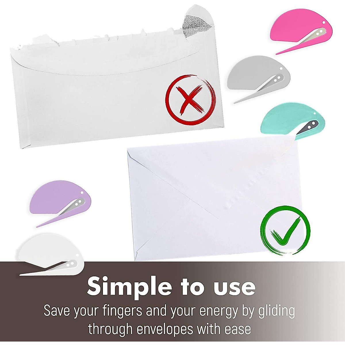 Letter Opener Plastic Razor Blade - Paper Knife Envelope Slitter - 5 Pack Set