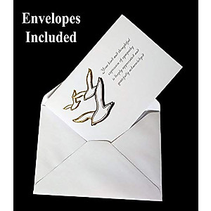 Gappitv Funeral Sympathy Acknowledgements - Set of 25 Thank You Cards - Includes Envelopes - Gold Foil Stamped Going Home Doves