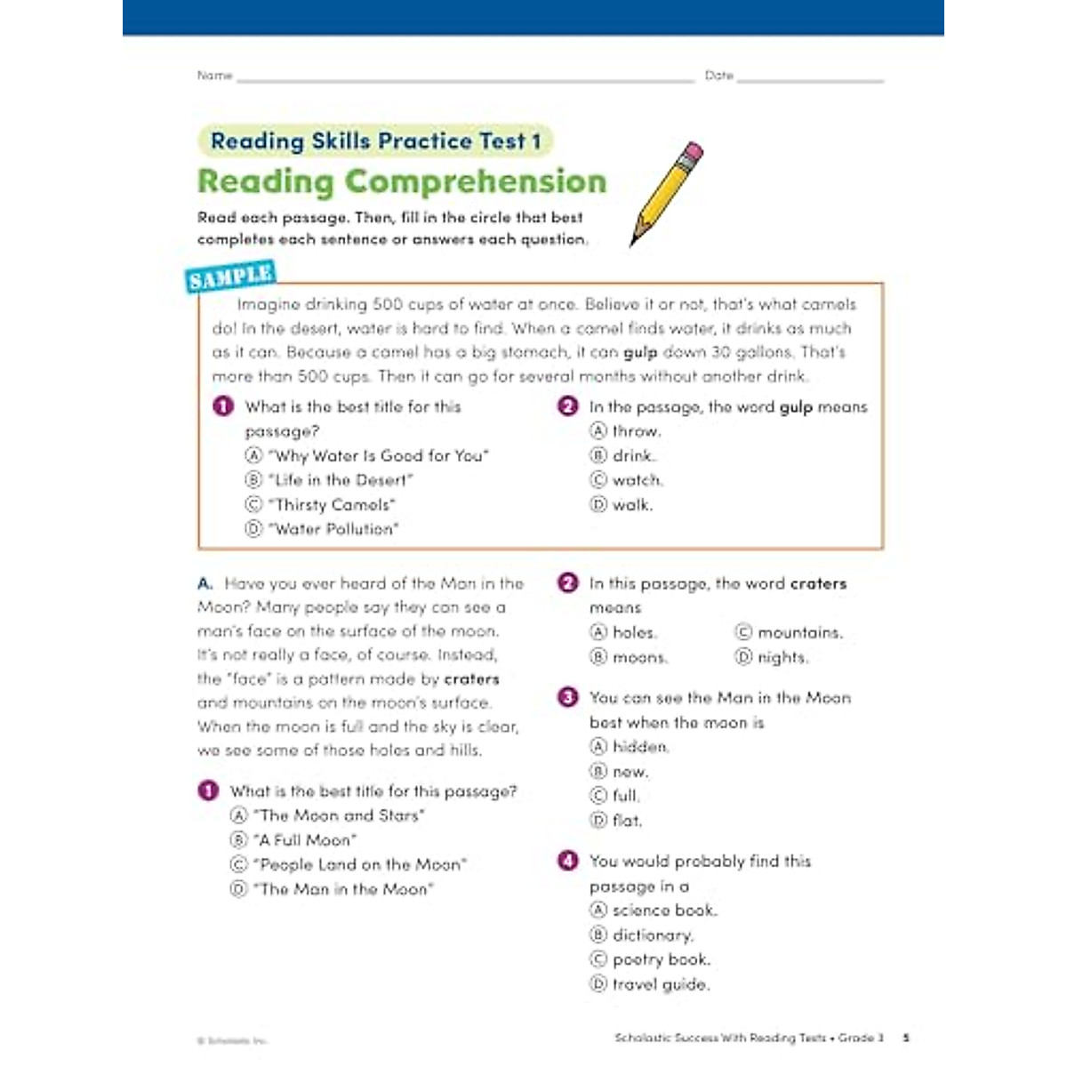 Scholastic Success with Reading Tests Grade 3 Workbook