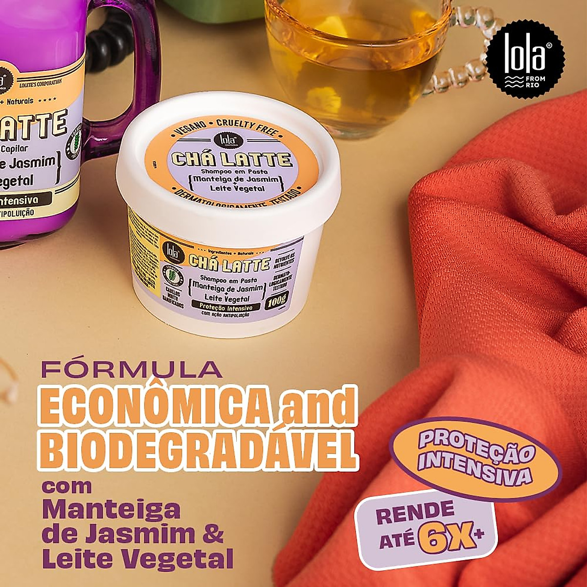 Lola From Rio - Chai latte - Green Tea Chai Shampoo, Repairs, Prevents Split Ends, Restores Sotness and Health of the Hair 3.53 Fl Oz