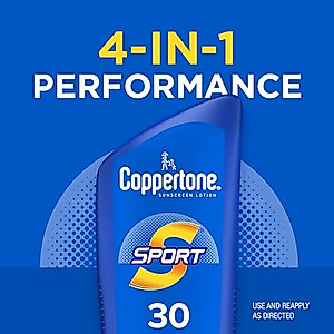 Coppertone SPORT Sunscreen SPF 30 Lotion, Water Resistant Sunscreen, Body Sunscreen Lotion, 7 Fl Oz