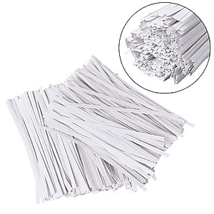 500 Pcs 5" White Paper Twist Ties Reusable Bread Ties, for Party Cello Candy Bread Coffee Bags Cake Pops