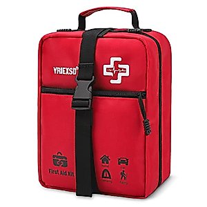 VRIEXSD 400 Piece Large First Aid Kit Premium Emergency Kits for Home, Office, Car, Outdoor, Hiking, Travel, Camping, Survival Medical First Aid Bag, Red