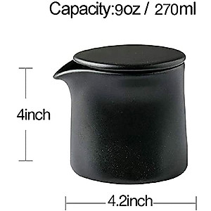 123Arts Multi Ceramic Creamer Pitcher,Sauce Pitcher,Sugar Bowl with Lid And Spoon,9oz