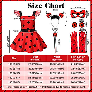 Girls Costume Polka Dots Dress Up Carnival Costume Birthday Outfit Christmas Party Cosplay Mask Gloves Headdress for Kids 130