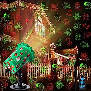 Christmas Projector Lights Outdoor Waterproof Christmas Holiday Lights Projector Holiday Projector Lights Outdoor Christmas Projection Lights with Remote Control for House Yard Stage Show Decorations