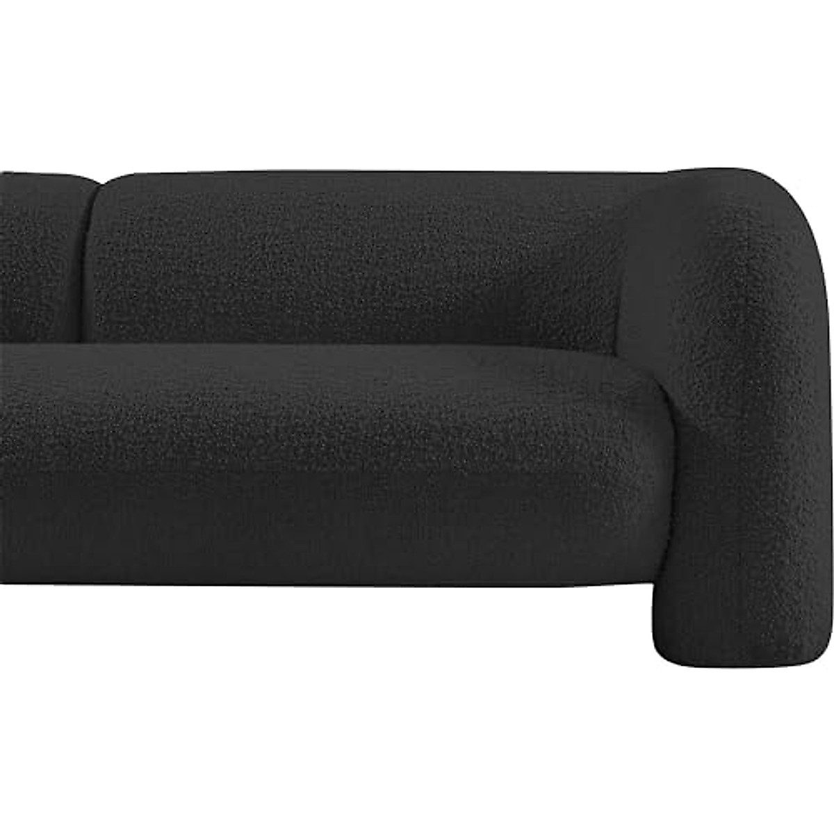 Meridian Furniture 139Black-S Emory Collection Art Deco Boucle Fabric Upholstered Sofa with Rich Black Boucle Fabric, Ball Pillows Included, 89" W x 34" D x 27" H, Black