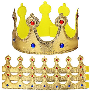 NUOBESTY Crown Hat, 4Pcs Golden Kids Party Crown Set, Fabric Birthday Crown Hat for Birthday Party & Baby Shower, Safe Material, Photo Prop, Party Hat, Princess Theme, Children's