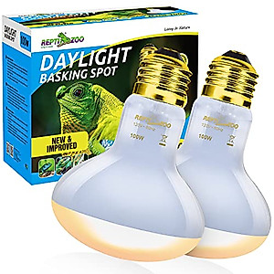 REPTI ZOO 2 Pack 100W Reptile Neodymium Daylight Basking Spot Lamp UVA Bulb Reptile Heat Lamp for Amphibian Lizard Tortoise Bearded Dragon Hedgehogs