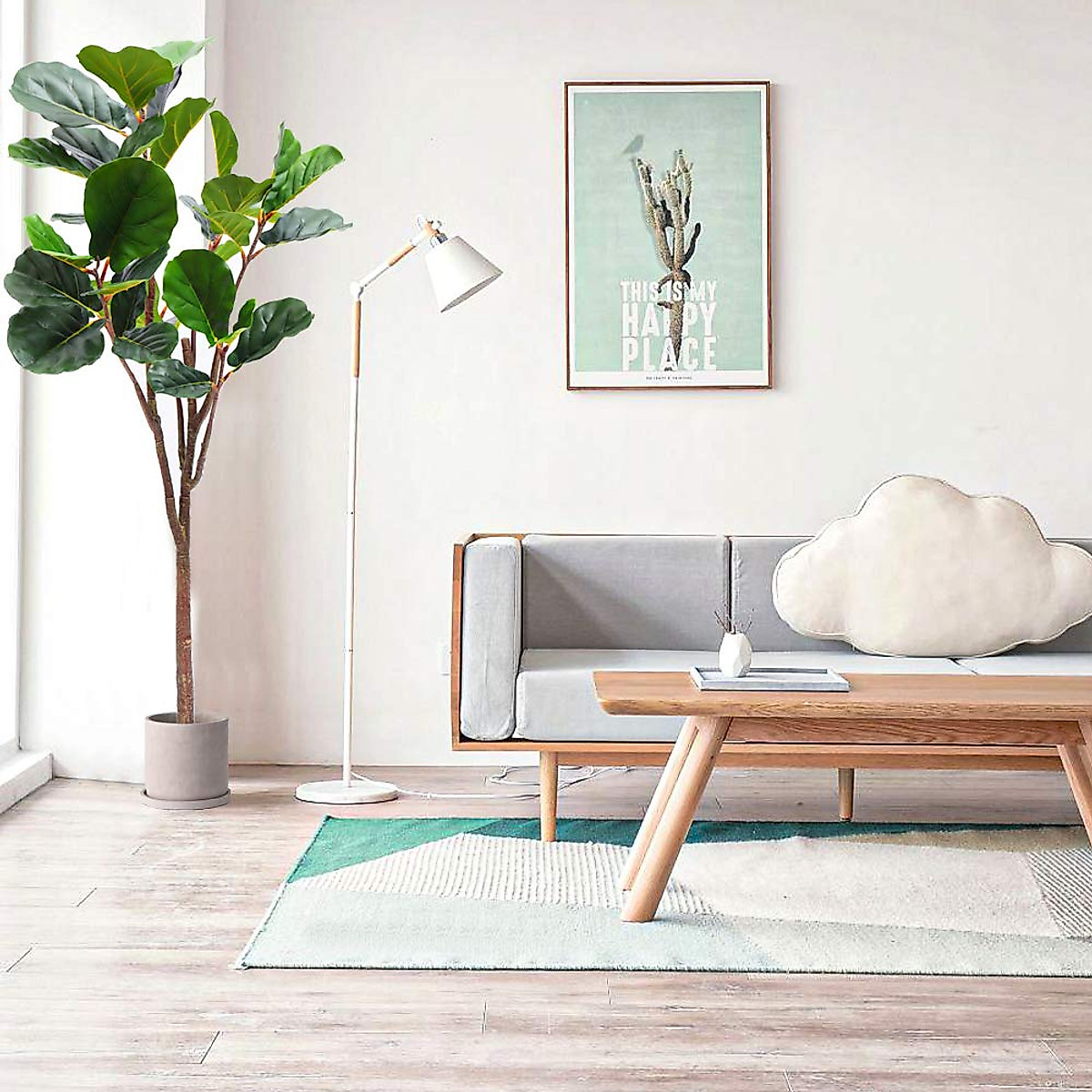 Fit Choice Fiddle Artificial Tree 5.33 Ft Fiddle Leaf Fig Tree with Realistic Nature Design and Durable Quality for Room, Office, Party, Garden (5.33 Ft Fiddle Leaf Fig), Green (533FIDDLE)