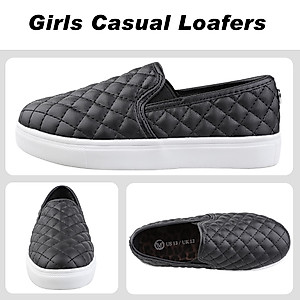 NCCB Girls Sneakers Slip On Casual Sneakers for Girls Nonslip Comfort Lightweight Flats Shoes for Big Girls Little Girls Black 2
