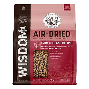 Earth Animal Wisdom Air Dried Dog Food | from The Land Recipe Premium Natural Dog Food | Venison, Beef, Bison | All Breeds & Ages | Made in The USA | 2 Pound Bag