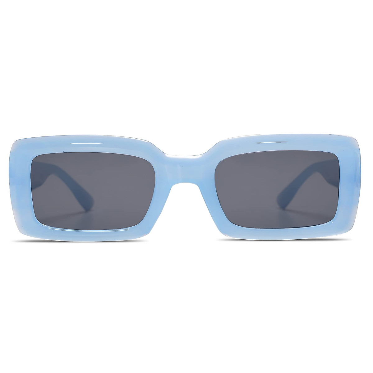 Allarallvr Trendy Rectangle Sunglasses for Women Men Vintage 90's Square Shades Thick Frame Nude Sunnies Sunglasses AR82002, Blue