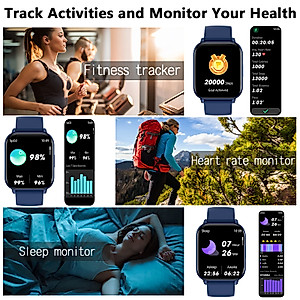 Smart Watch (Answer/Make Call), 1.9" Smartwatch Fitness Tracker for Android and iOS Phones with Heart Rate Sleep Tracking, Multi Sport Modes, Blood Oxygen, Ai Voice Control,Fitness Watch for Women Men