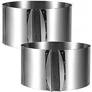 KOHAND 2 Pack 6-12 Inch Cake Ring Mold, Stainless Steel Adjustable Mousse Mould Pan for DIY Baking Pastry Decor