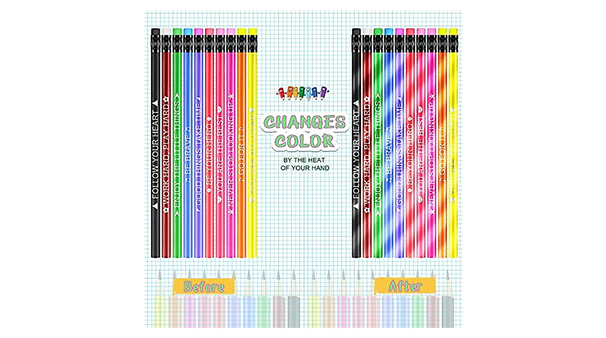 Color Changing Mood Pencils with Motivational Quotes - 40 Pcs Set
