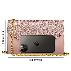 Reekx Evening Bag for Women, RFID Envelope Clutch Purses Crossbody Shoulder Bag for Wedding Party (Rose Gold)