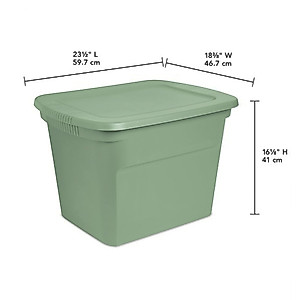 Sterilite 18 Gal Storage Tote, Stackable Bin with Lid, Plastic Container to Organize Clothes in Closet, Basement, Crisp Green Base and Lid, 8-Pack