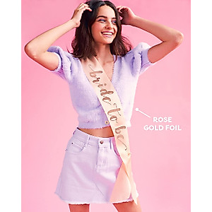 xo, Fetti Rose Gold Bachelorette Party Sash - Bride To Be | Bachelorette Party Decorations - Sash for Bride | Bridal Shower Gift | Engagement Party Decoration | Bach Favor