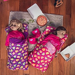 The Queen's Treasures 18 Inch Doll Accessories, Set of 2 Soft Sleeping Bag Bedding (1 Pink and 1 Purple), Compatible with American Girl