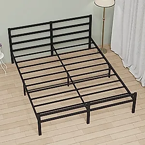 Musen King Bed Frame with Headboard and Footboard, 14 Inch Platform with Storage, Heavy Duty Steel Metal Bed Frame No Box Spring Needed, Noise Free, Anti-Slip, Easy Assembly (Max Load: 1200lb)