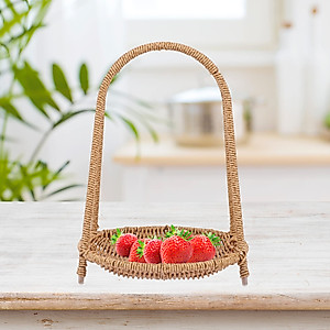 LIFKOME Fruit Tray Small Baskets for Organizing Rattan Storage Basket Vegetable Handwoven Basket Food Serving Woven Baskets Cake Display Plate Rattan Imitation Rattan Seaweed Bread Basket