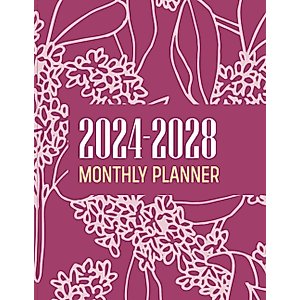 Pink Flower Cover 2024-2028 Monthly Planner 5 Year: 60 Months January 2024 to December 2028 Agenda Organizer Schedule .Large Size 8,5x11