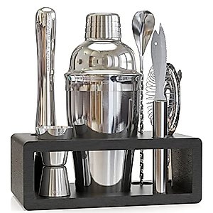 Highball & Chaser Cocktail Shaker Set: Bartender Kit for Home Bar Mixology Cocktail Bar Set Plus E-Book with 30 Recipes (Silver)