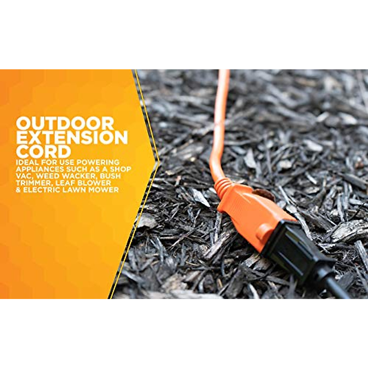 Woods Light Duty Extension Cord, 50Ft, 16 Gauge, General Purpose Cord, SJTW, Orange, 0723