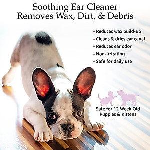 Prime Paws Ear Cleansing Solution for Dogs and Cats - Pet Ear Cleaner Removes Odor & Wax - Deodorizing Dog Ear Cleaner Solution with Aloe & Vitamins - Sweet Pea & Vanilla Scent - 8 oz