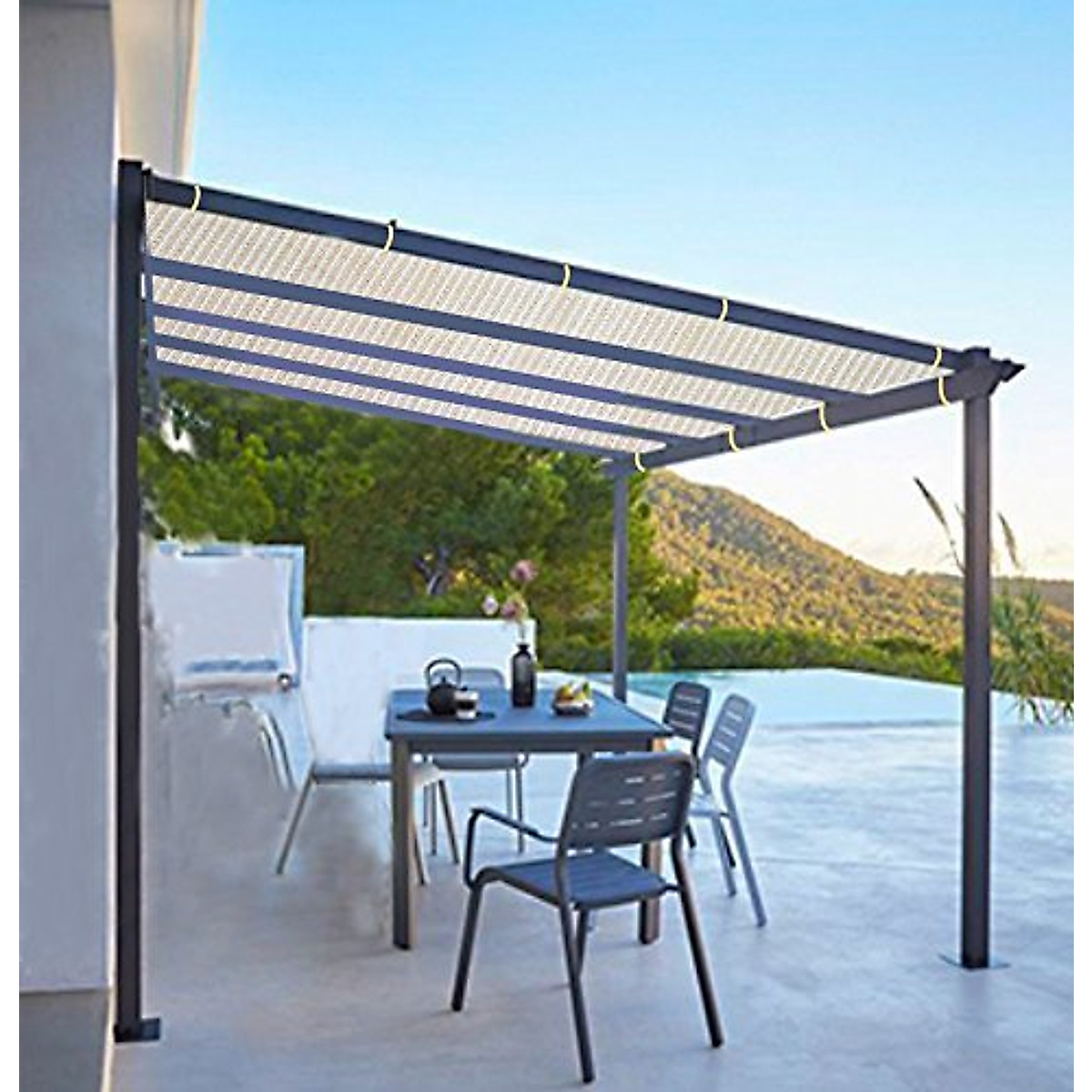 Shatex Shade Panel Block 90% of Sunlight with Ready-tie up Ribbon for Pergola Gazebo Porch 10ft (10x20ft)