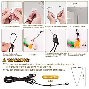 HOSFROLL Cat Toys Wand, Interactive Cat Toy with Super Suction Cup Sticky Detachable 12 PCS Feather Replacements 2 Wands Cat Spring Feather Toys for Indoor Cats Kitten Toys (9 Toys Double Headed)