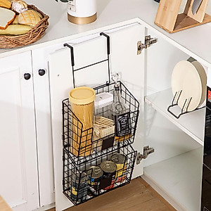 2 Pcs Kitchen Cabinet Door Organizer with Name Plate and Door Hook Wall Mount Kitchen Cabinet Organizer Cutting Board Organizer over Door Organizer for Pantry, Baking Sheet, Plastic Wrap,Cutting Board