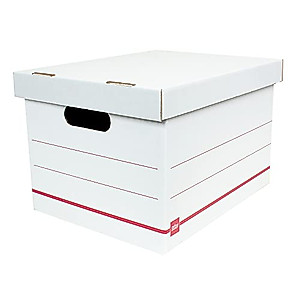 Office Depot® Brand Standard-Duty Corrugated Storage Boxes, Letter/Legal Size, 15" x 12" x 10", 60% Recycled, White/Red