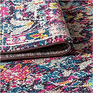 JONATHAN Y MDP200A-28 Modern Persian Boho Floral Bohemian Vintage Country Indoor Area-Rug Country Easy-Cleaning Bedroom Kitchen Living Room Non Shedding, 2 ft x 8 ft, Multi,Purple