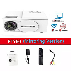 QFWCJ Portable Mini Projector PTY60 Support 1080P LED Home Theater Media Mobile Player Home Office Video Projector (Color : Black Mirroring, Size : 139 * 102 * 63mm)