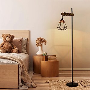 YUYANSHOP Floor Lamp for Living Room, Smart Floor Lamp, Tall Standing Lamp with Rattan Lampshade, Farmhouse Floor Lamps for Bedroom Office, Boho Floor lamp
